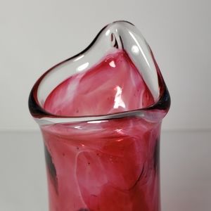 Accents | Red Hand Blown Art Glass Vase With Glass Overlay | Poshmark